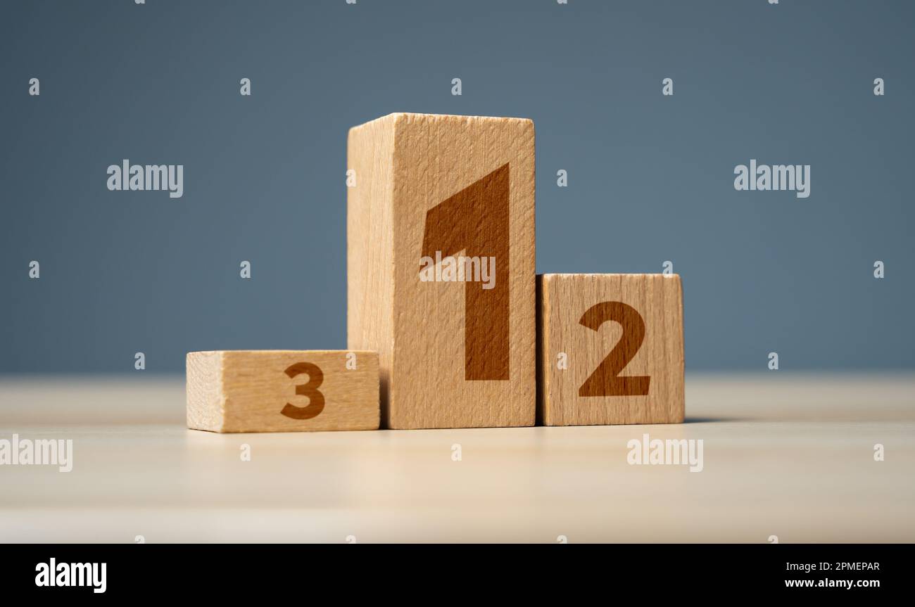 Winners pedestal for the first three prizes places. First second and ...