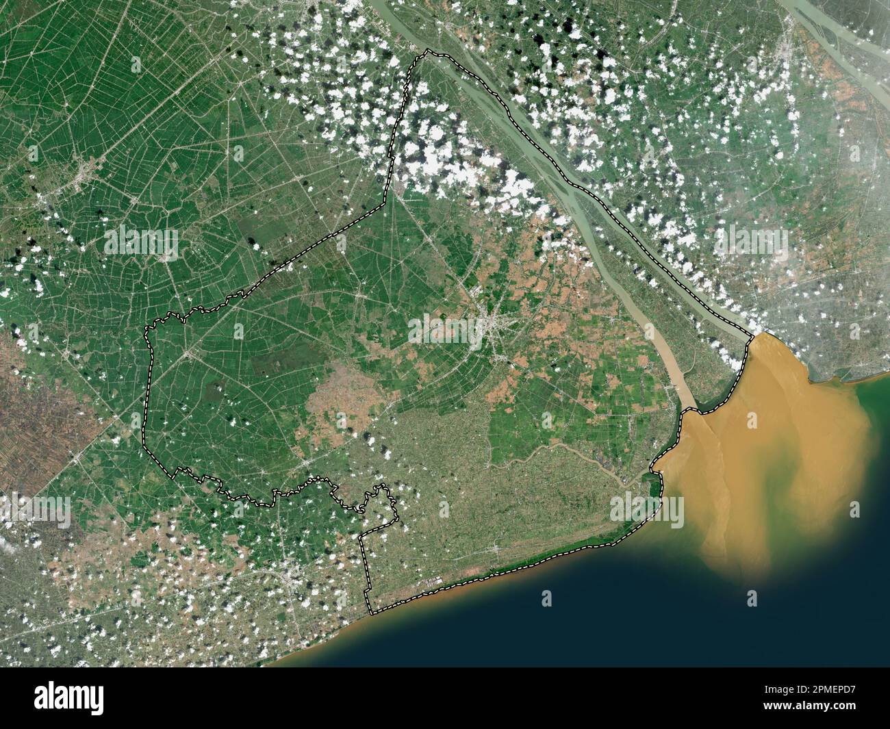 Soc Trang, province of Vietnam. Low resolution satellite map Stock ...