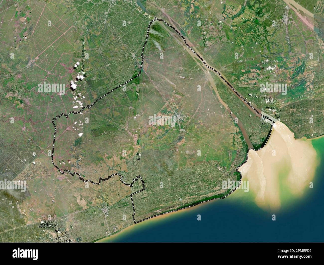 Soc Trang, province of Vietnam. High resolution satellite map Stock ...