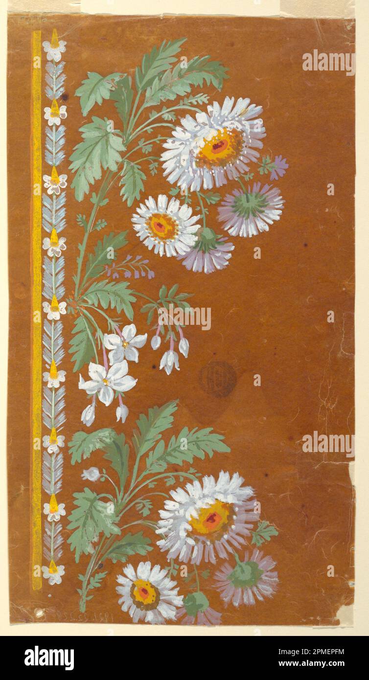 Drawing, Design for an Embroidery Border; France; brush and gouche on ...