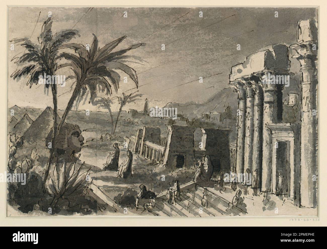 Drawing, Stage Design, Egyptian Town; Designed by Antonio Giuseppe ...