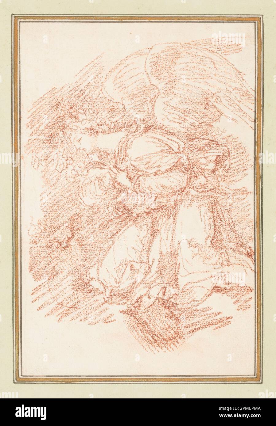 Kneeling winged figure this is a drawing it was crea hi-res stock ...