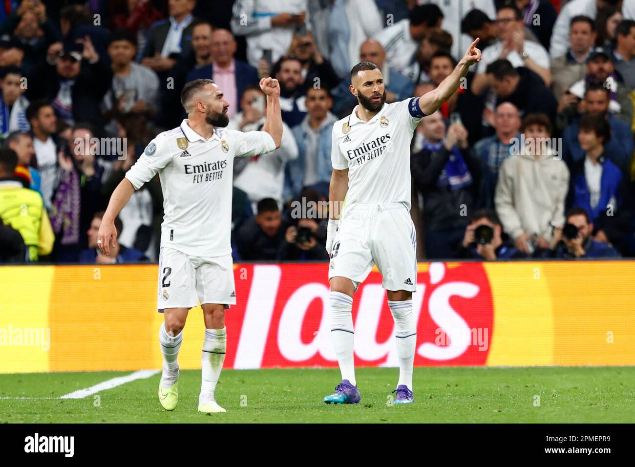 Madrid, Spain. 12th Apr, 2023. Karim Benzema celebrating goal during ...