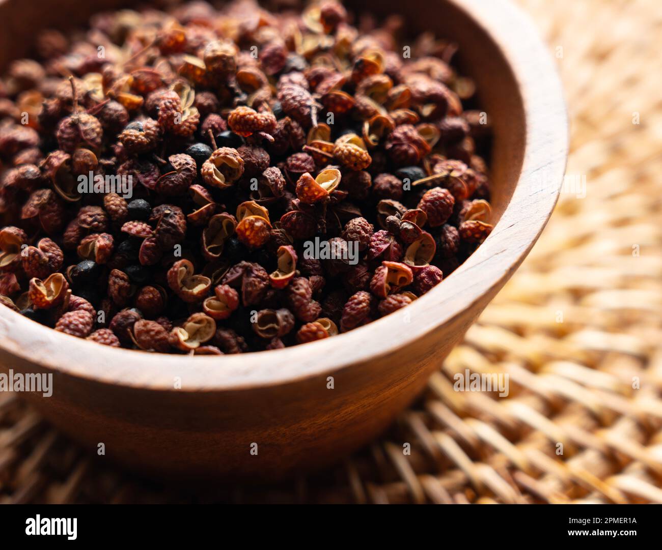 Sichuan pepper on the table. Sichuan pepper is a member of the sansho ...