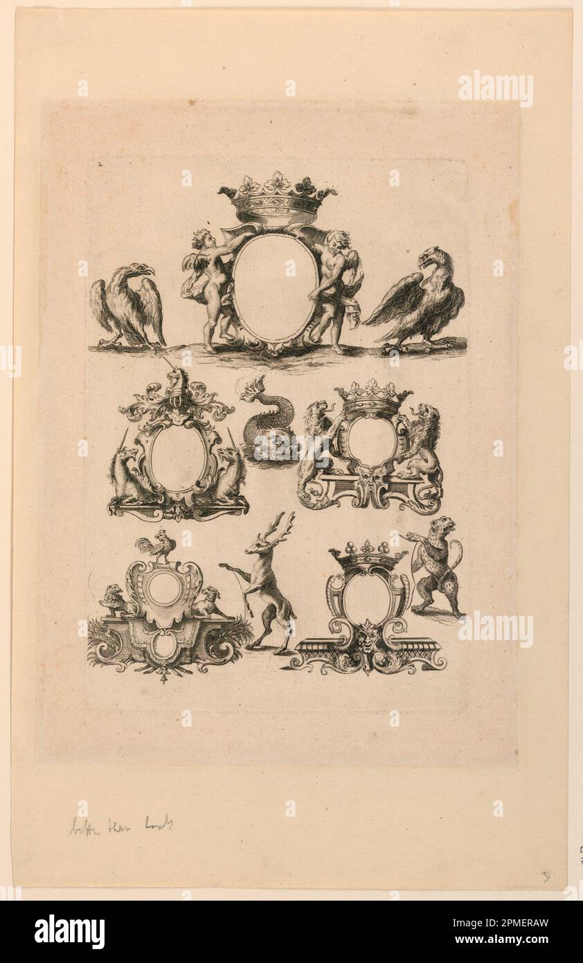 Print, Design for Coat of Arms, from "Livre de Cartouches"; Print Maker ...