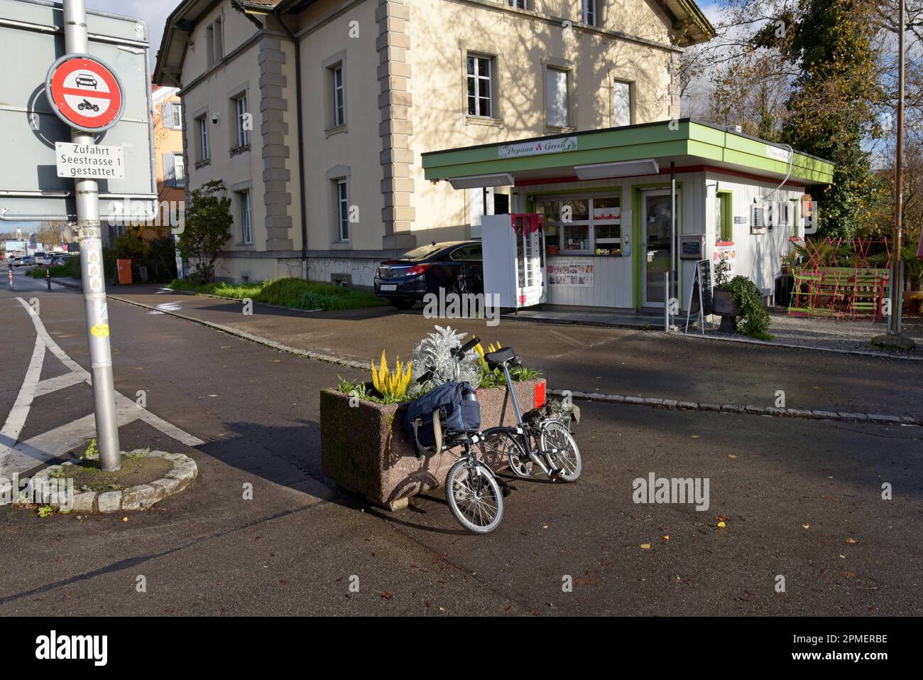 A former Swiss border guard control post, now reused as a coffee shop ...