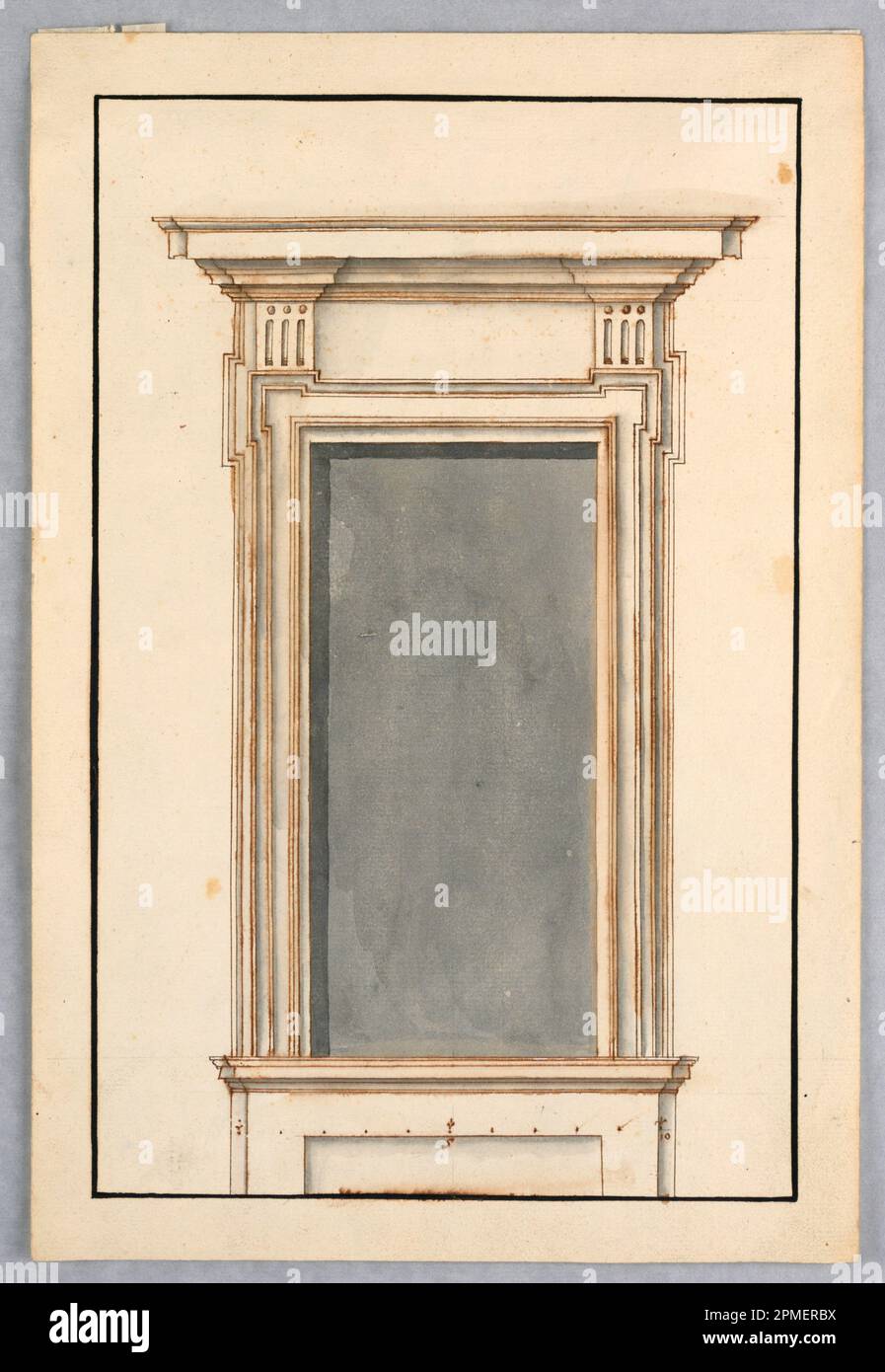 Drawing, Project for a Window Case; Italy; pen and brown ink, brush and ...