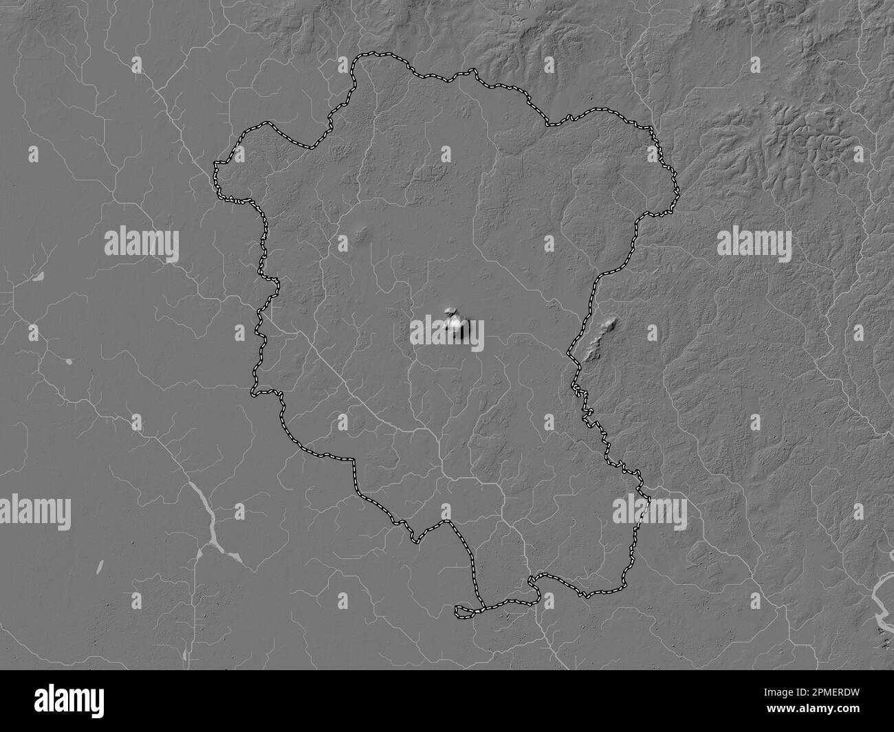 Tay Ninh, province of Vietnam. Bilevel elevation map with lakes and ...
