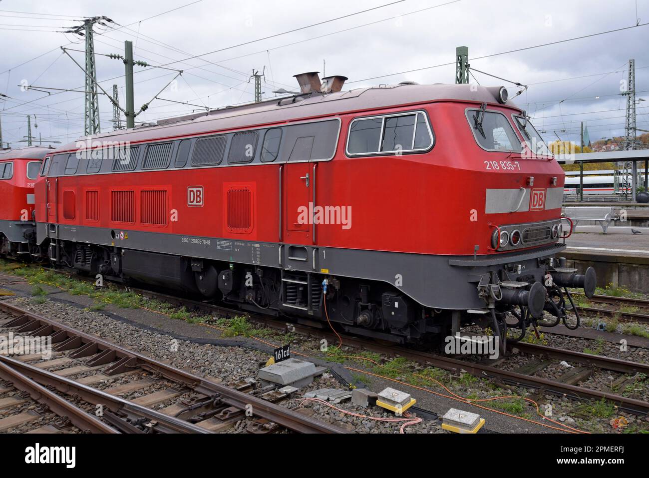 A Deutsche Bahn diesel locomotive at Stuttgart Railway Station, Germany ...