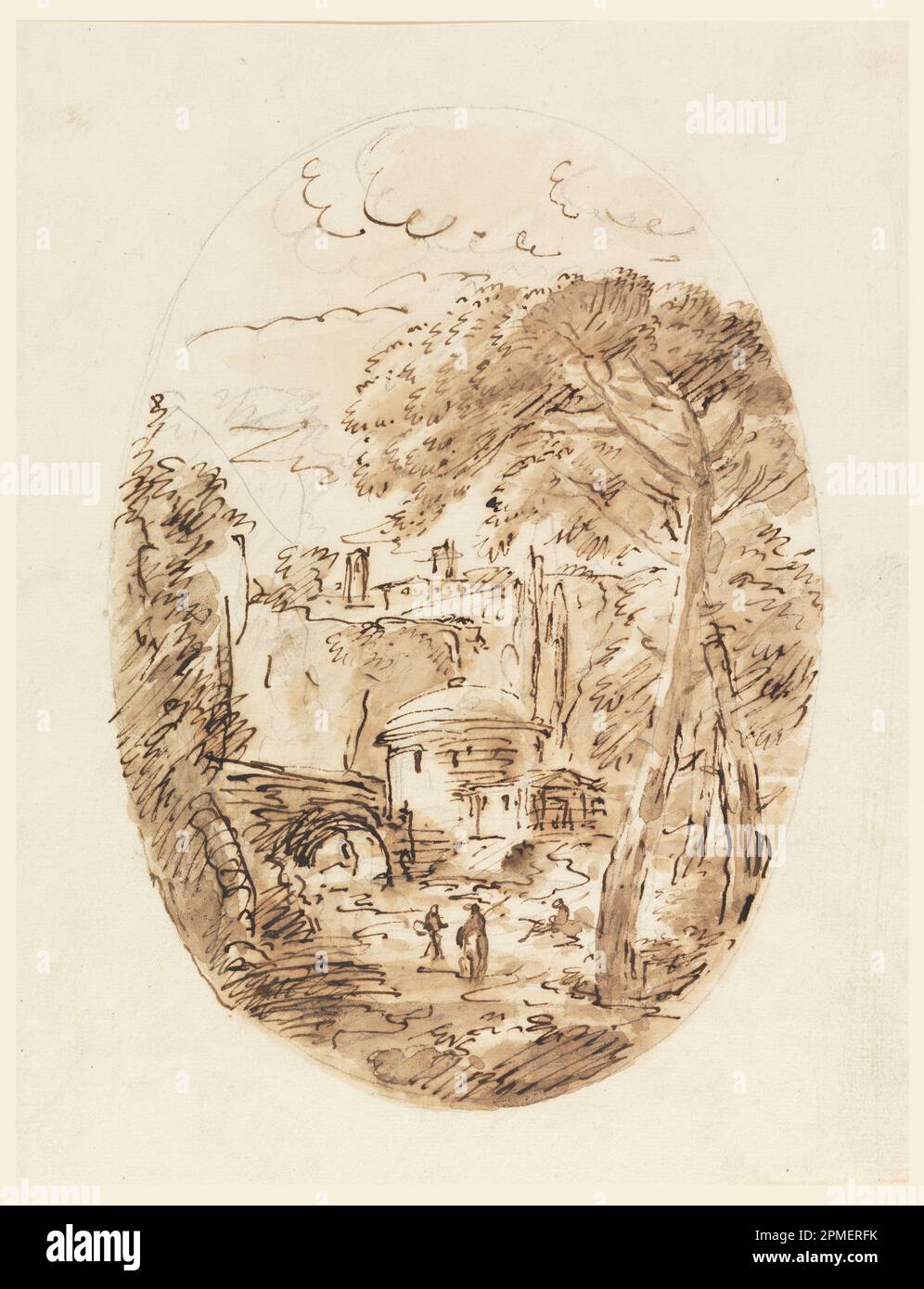 Drawing, Landscape with Rider and Bridge; Carlo Marchionni (Italian ...