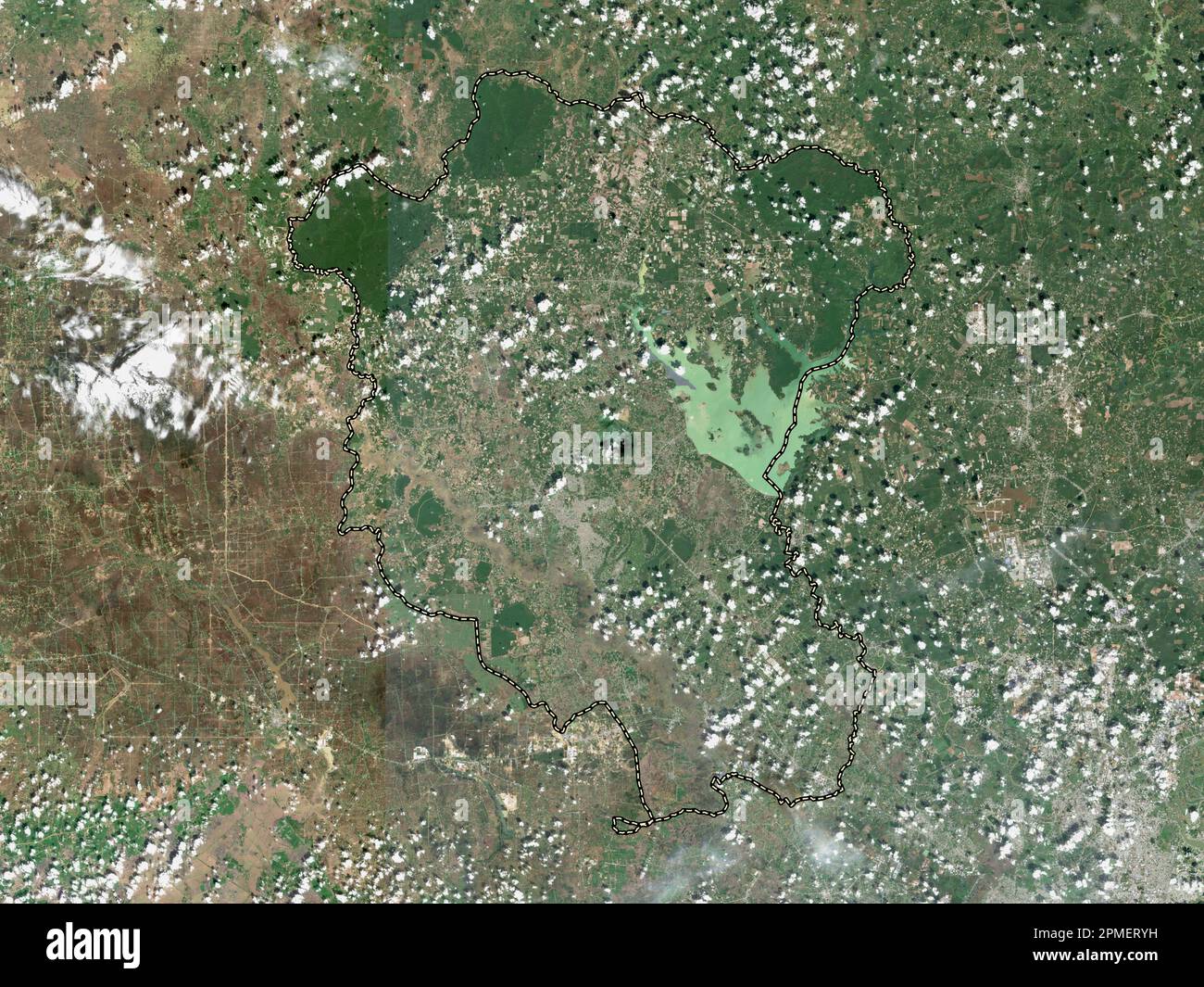 Tay Ninh, province of Vietnam. Low resolution satellite map Stock Photo ...