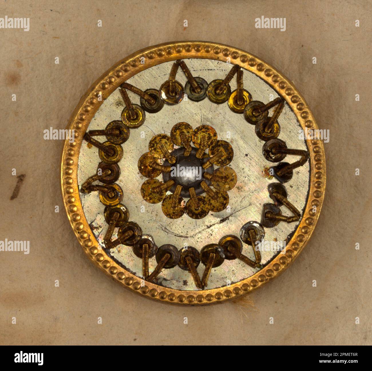 Button (France); paper, metal foil, thread, pailettes Stock Photo - Alamy