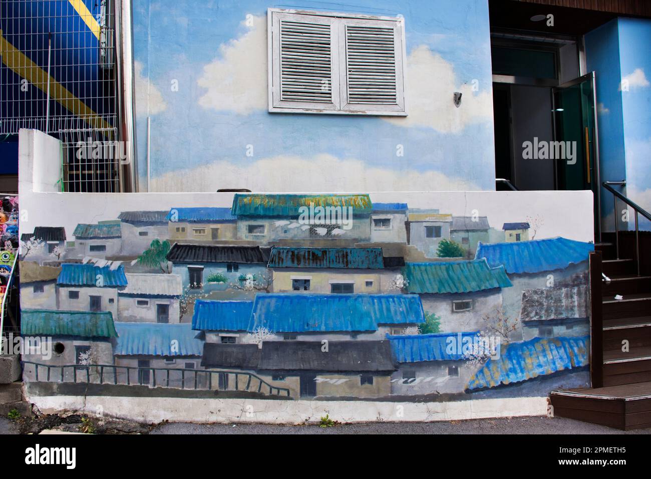 Art painting drawing view landscape cityscape of Gamcheon Culture ...