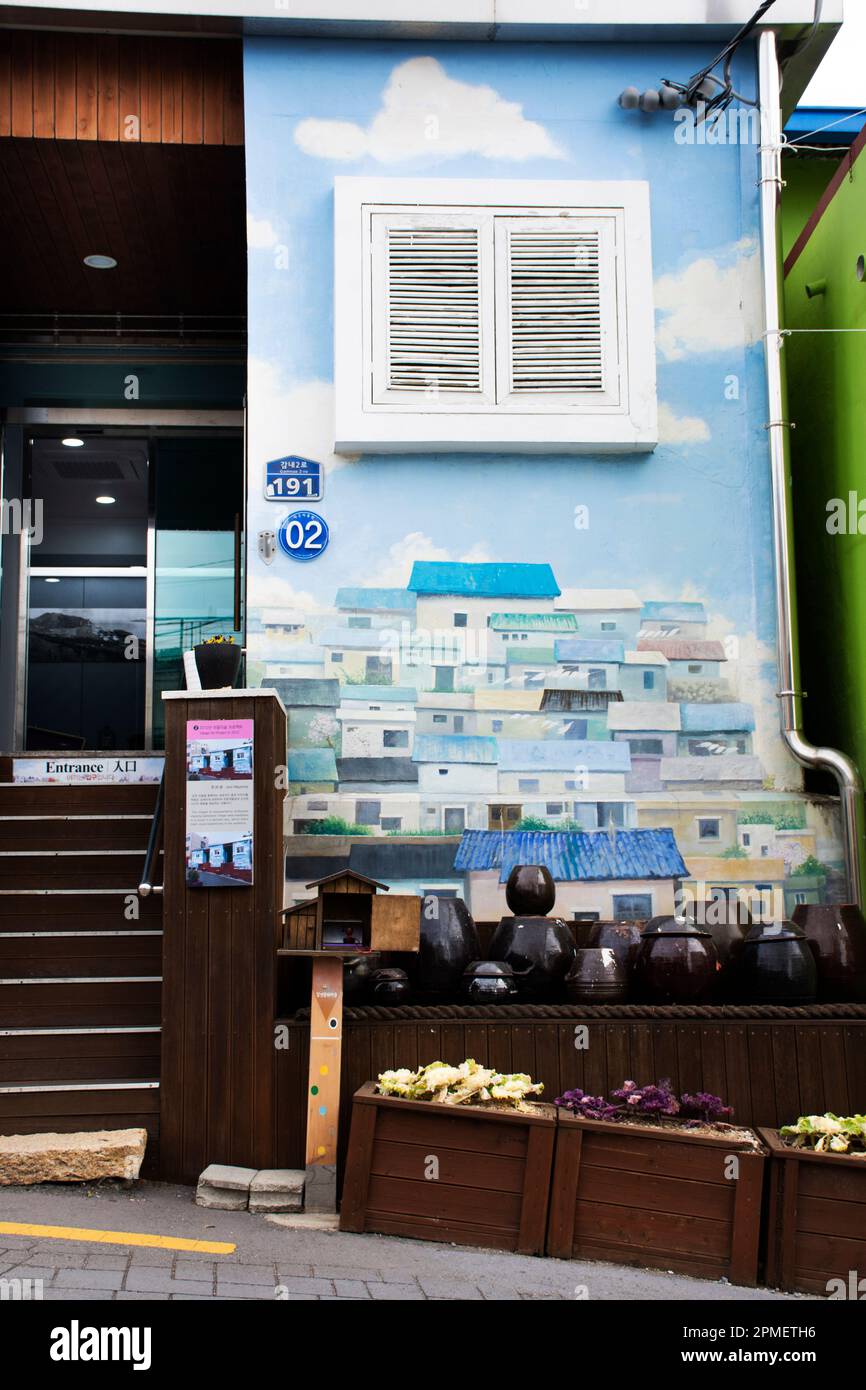 Art painting drawing view landscape cityscape of Gamcheon Culture ...