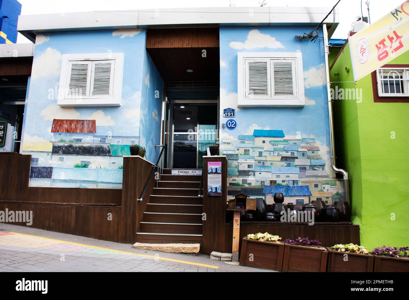 Art painting drawing view landscape cityscape of Gamcheon Culture ...