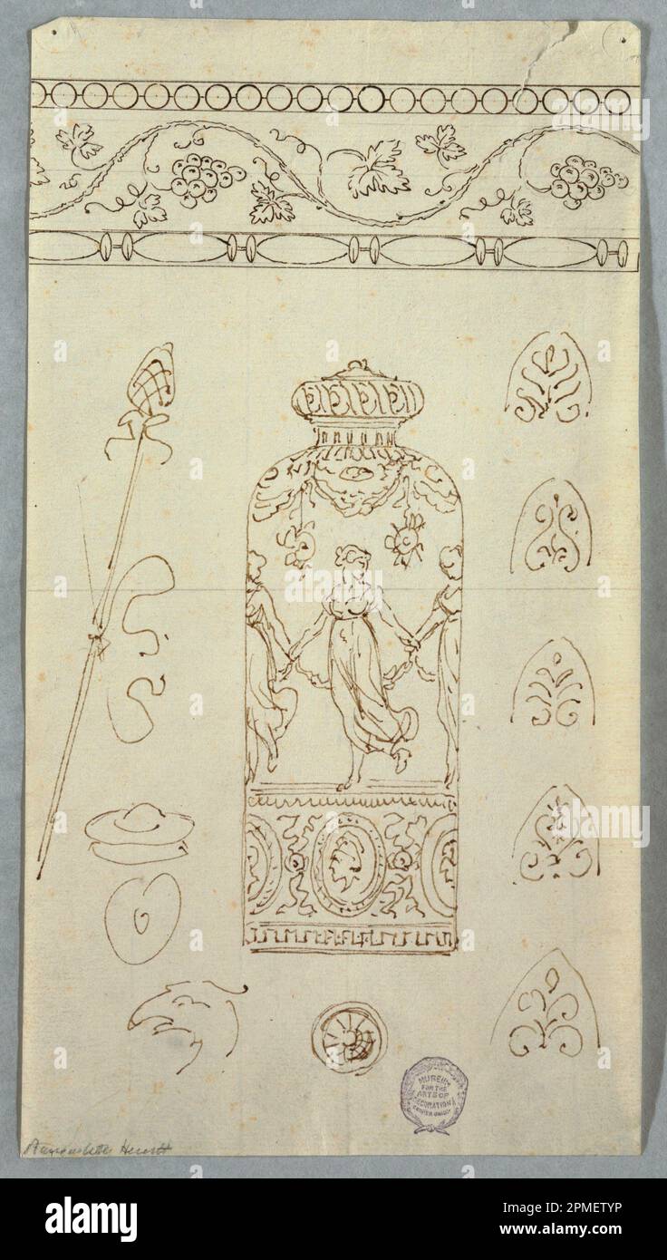 Drawing, A Sheet with Two Projects and Sketches; Italy; graphite, pen ...