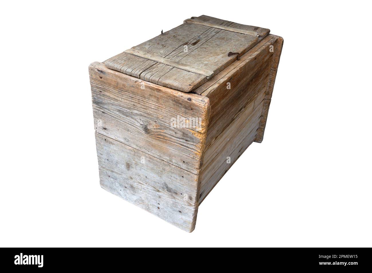 traditional wooden chest isolated over white background; very old ...