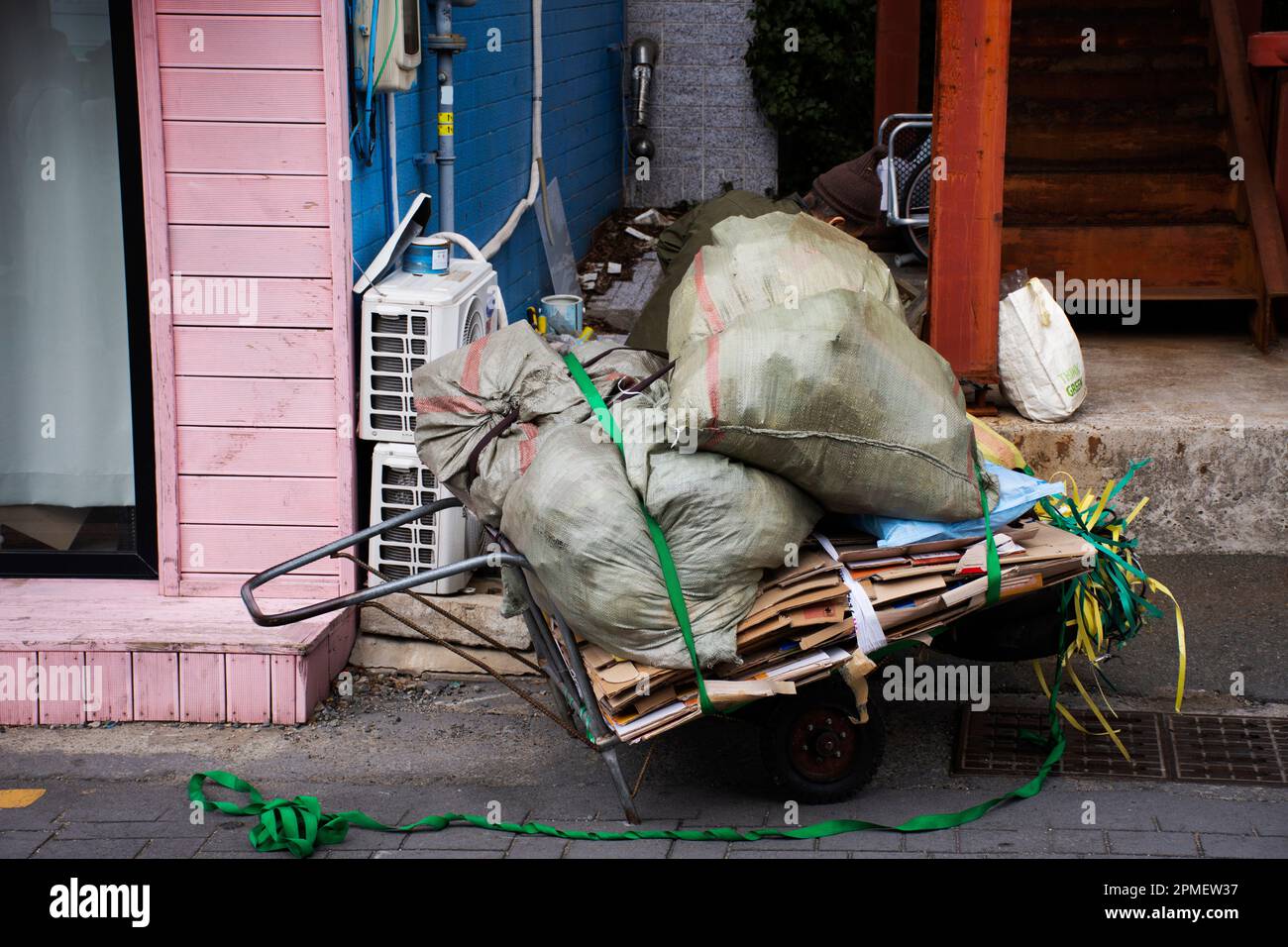 Life and lifestyle of korean worker people keep pickup trash recyclable ...