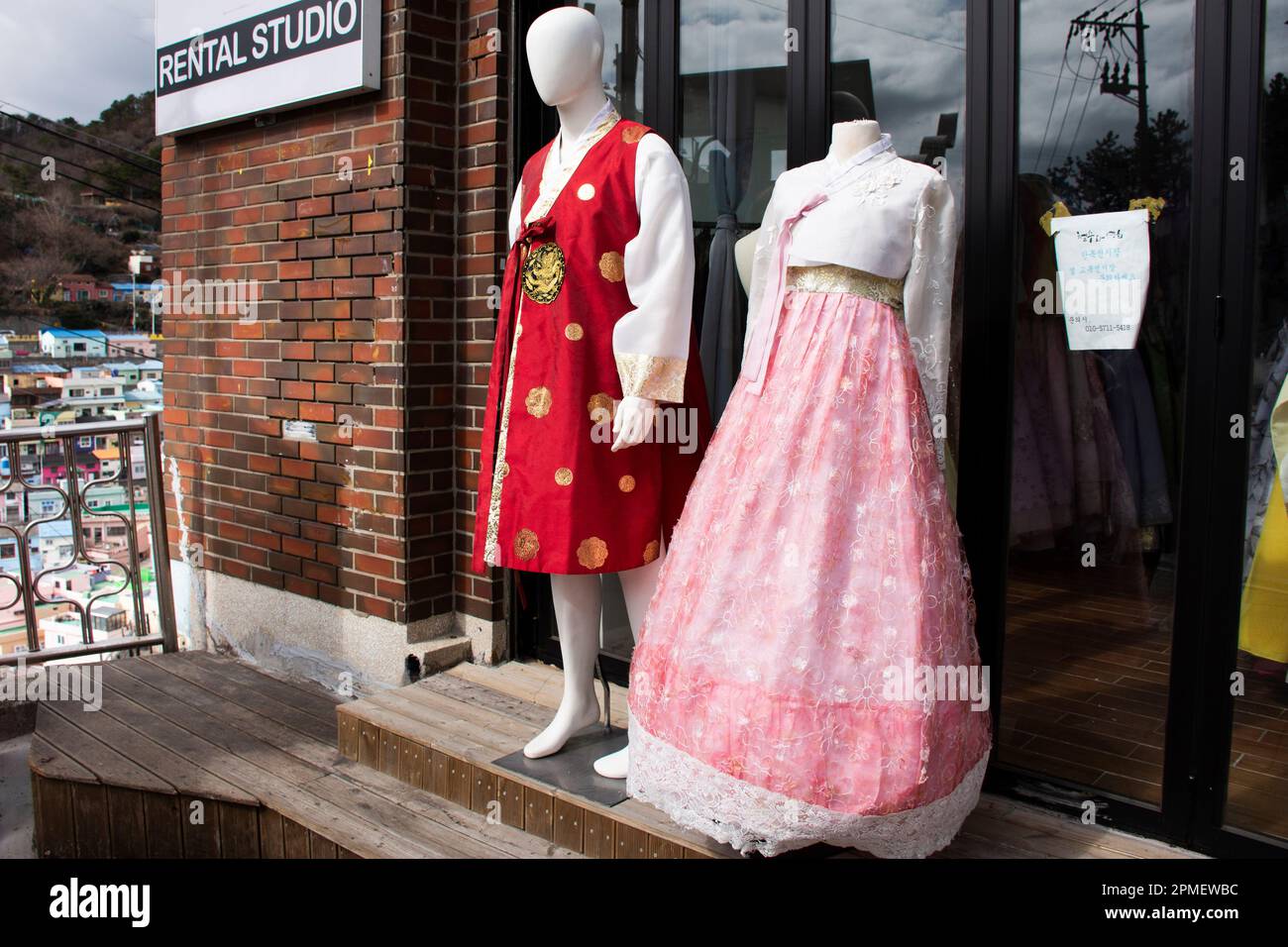 Korean traditional clothes hanbok hanja in studio shop for people ...