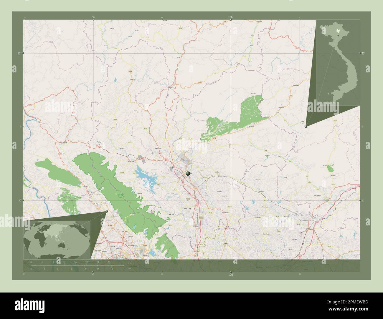 Thai Nguyen, province of Vietnam. Open Street Map. Corner auxiliary ...