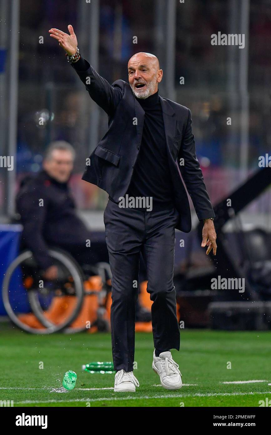 Milano, Italy. 12th Apr, 2023. Head coach Stefano Pioli of AC Milan ...