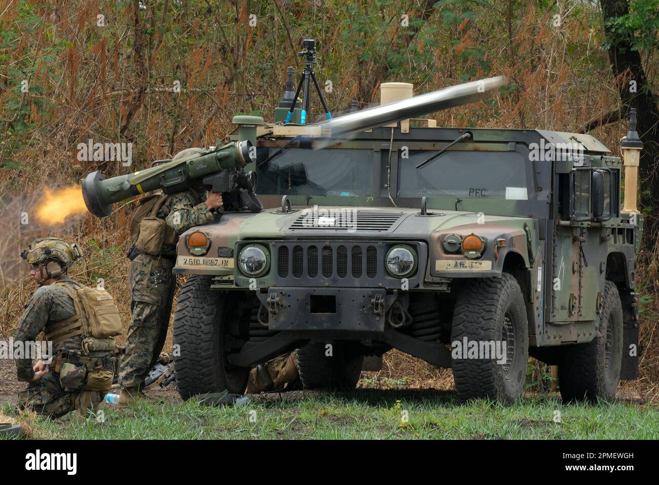 A U.S. soldier launches a Javelin shoulder-launched anti-tank missile ...