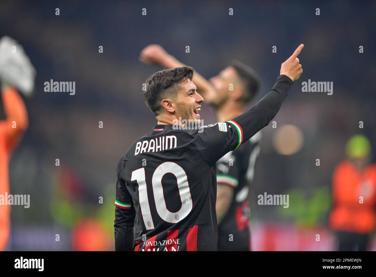 Milano, Italy. 12th Apr, 2023. Brahim Diaz (10) of AC Milan seen after ...