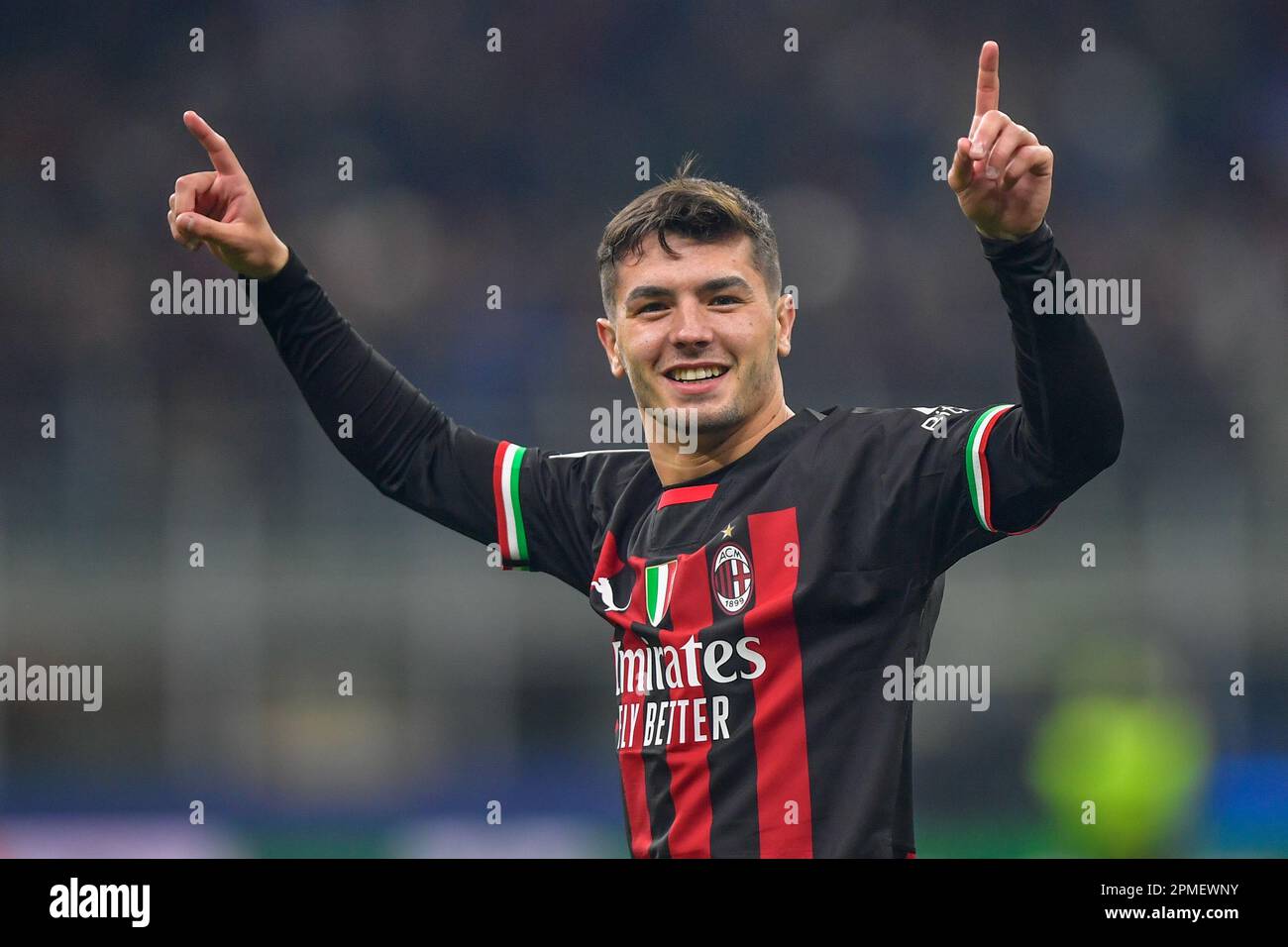Milano, Italy. 12th Apr, 2023. Brahim Diaz of AC Milan seen after the ...