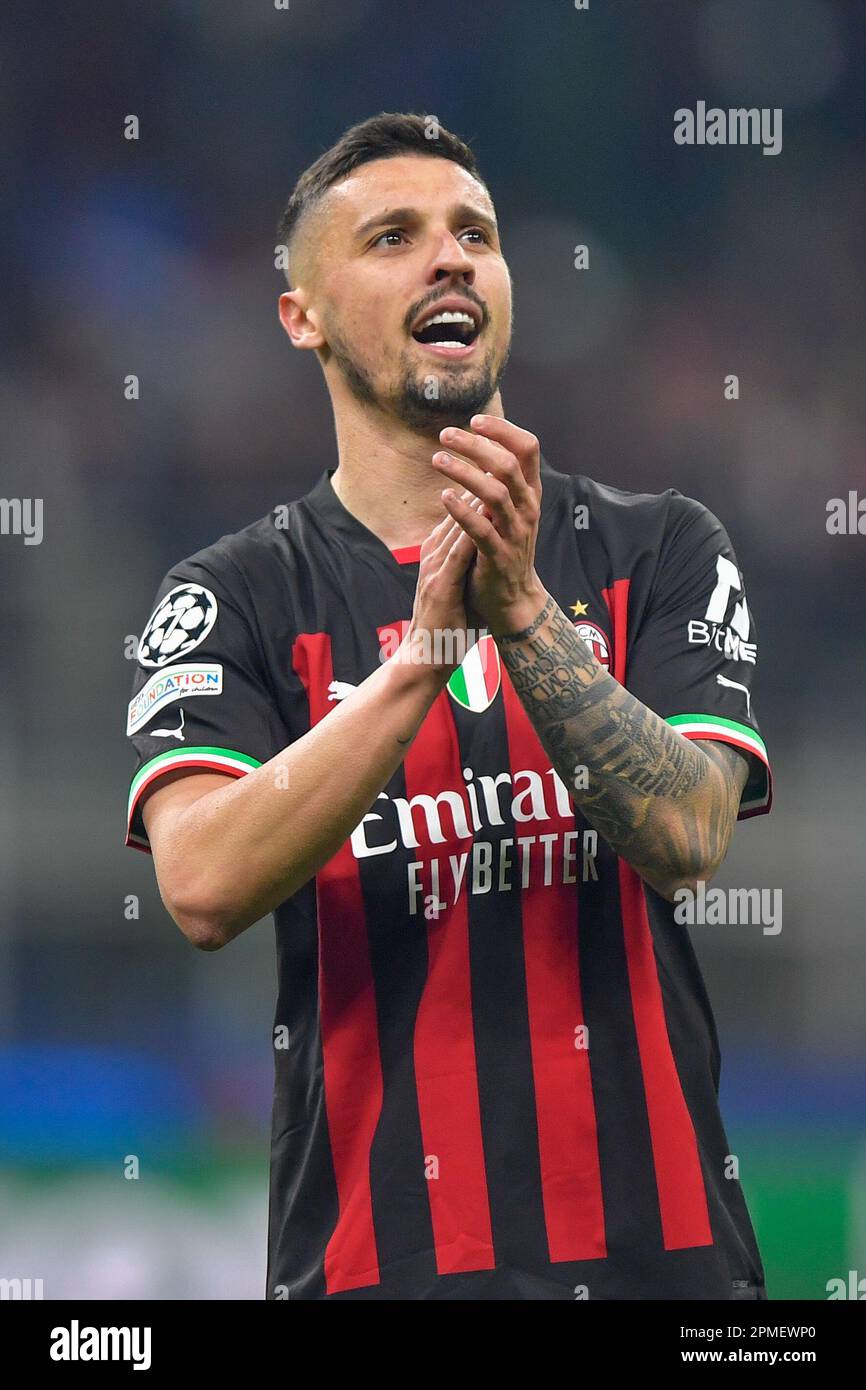 Milano, Italy. 12th Apr, 2023. Rade Krunic of AC Milan seen after the ...