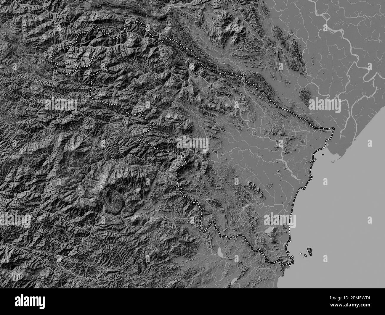 Thanh Hoa, province of Vietnam. Bilevel elevation map with lakes and ...
