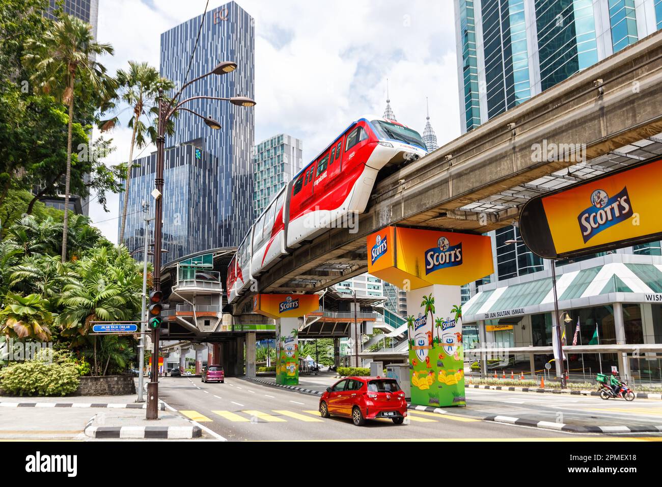 Kuala Lumpur, Malaysia – February 5, 2023: KL Monorail train at Raja ...