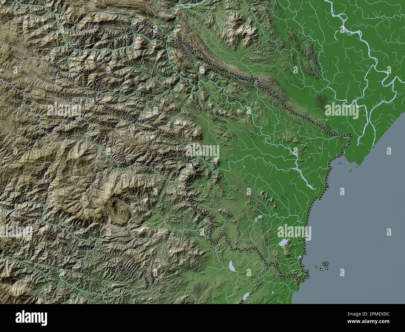 Thanh Hoa, province of Vietnam. Elevation map colored in wiki style ...