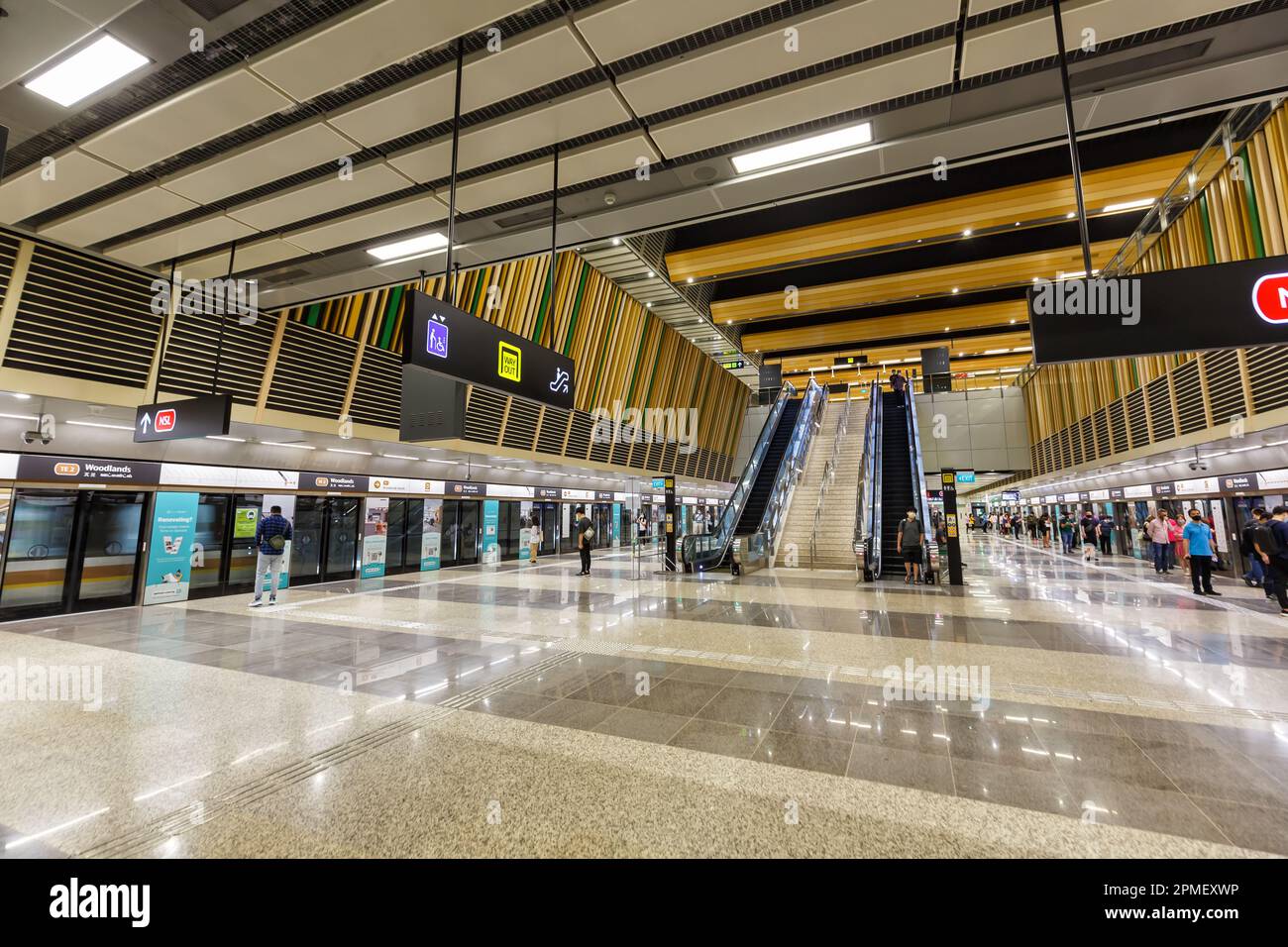 Singapore – February 4, 2023: Metro underground station Woodlands of ...