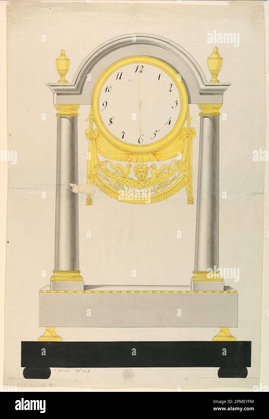 Drawing, Design for Clock; Manufactured by Lefebvre Manufactory ...