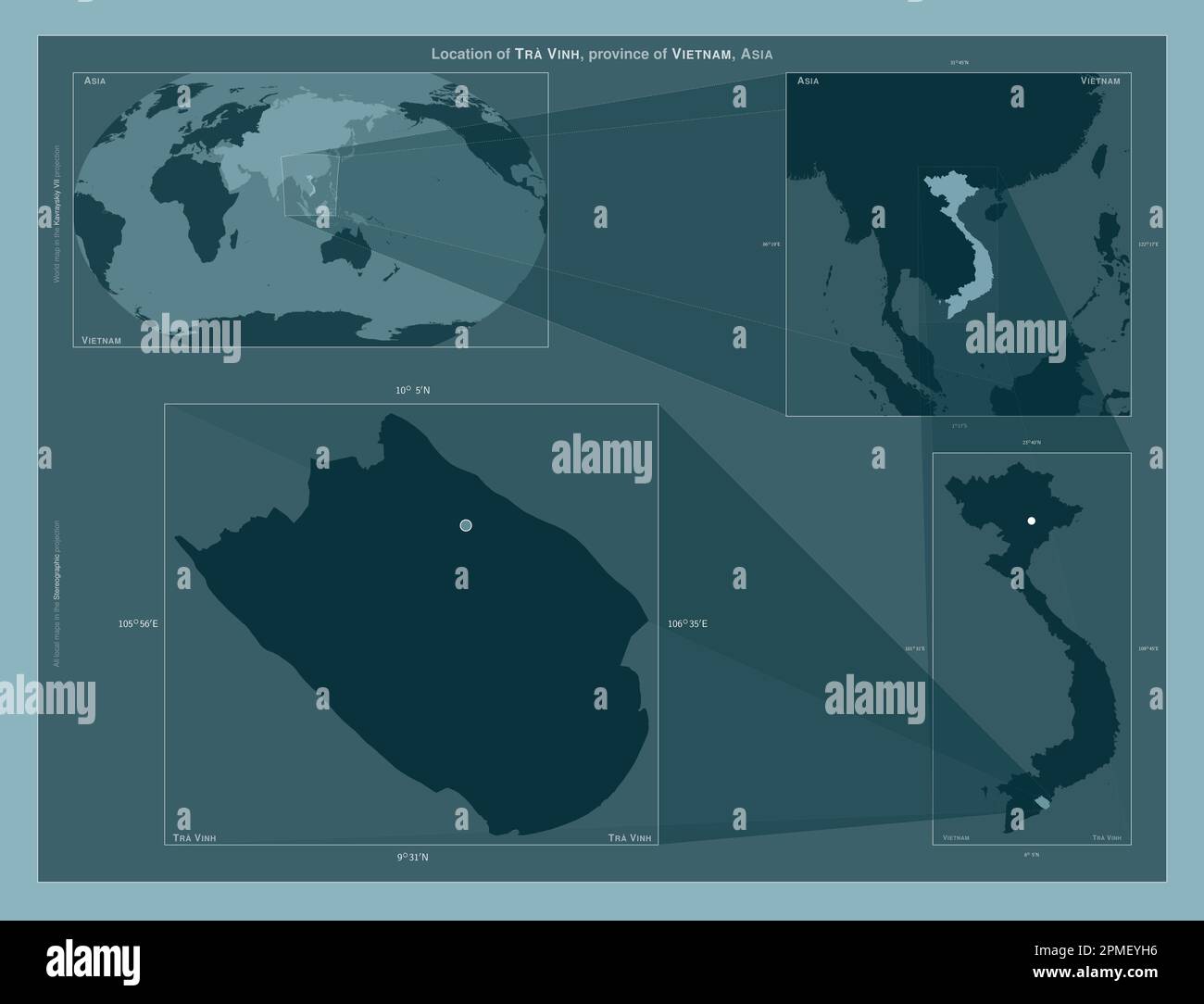 Tra Vinh, province of Vietnam. Diagram showing the location of the ...