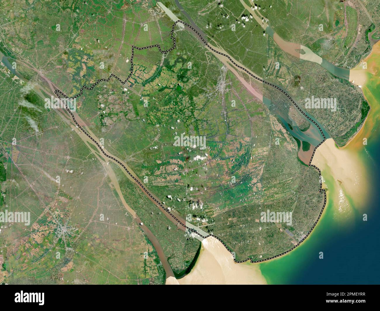Tra Vinh, province of Vietnam. High resolution satellite map Stock ...
