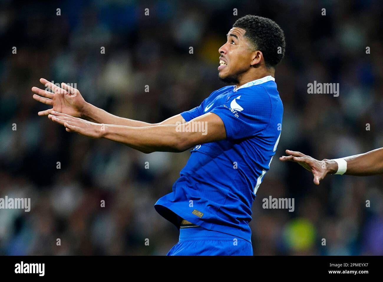 Madrid, Spain. 12/04/2023, Wesley Fofana of Chelsea FC during the UEFA ...
