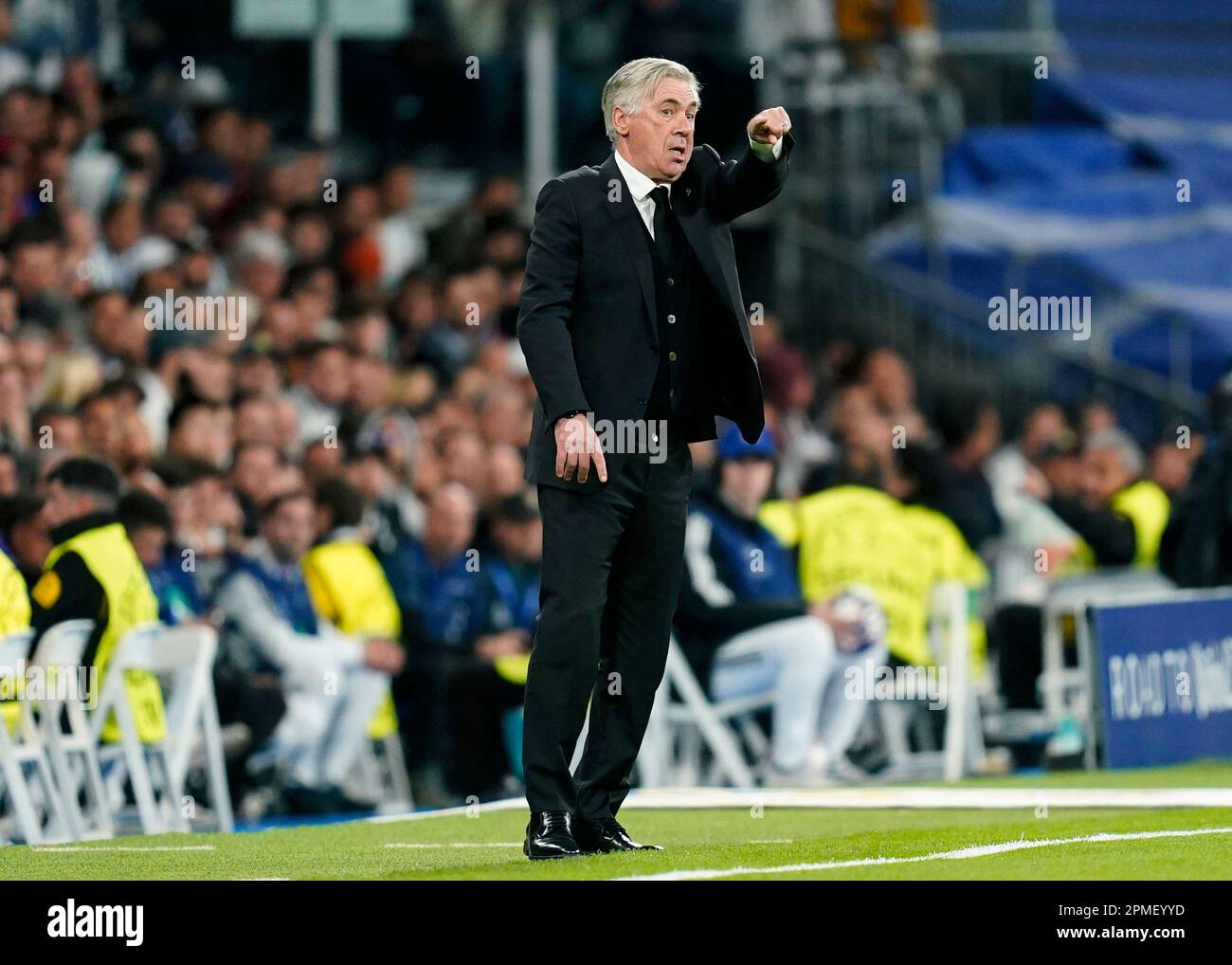 Madrid, Spain. 12/04/2023, Real Madrid head coach Carlo Ancelotti ...