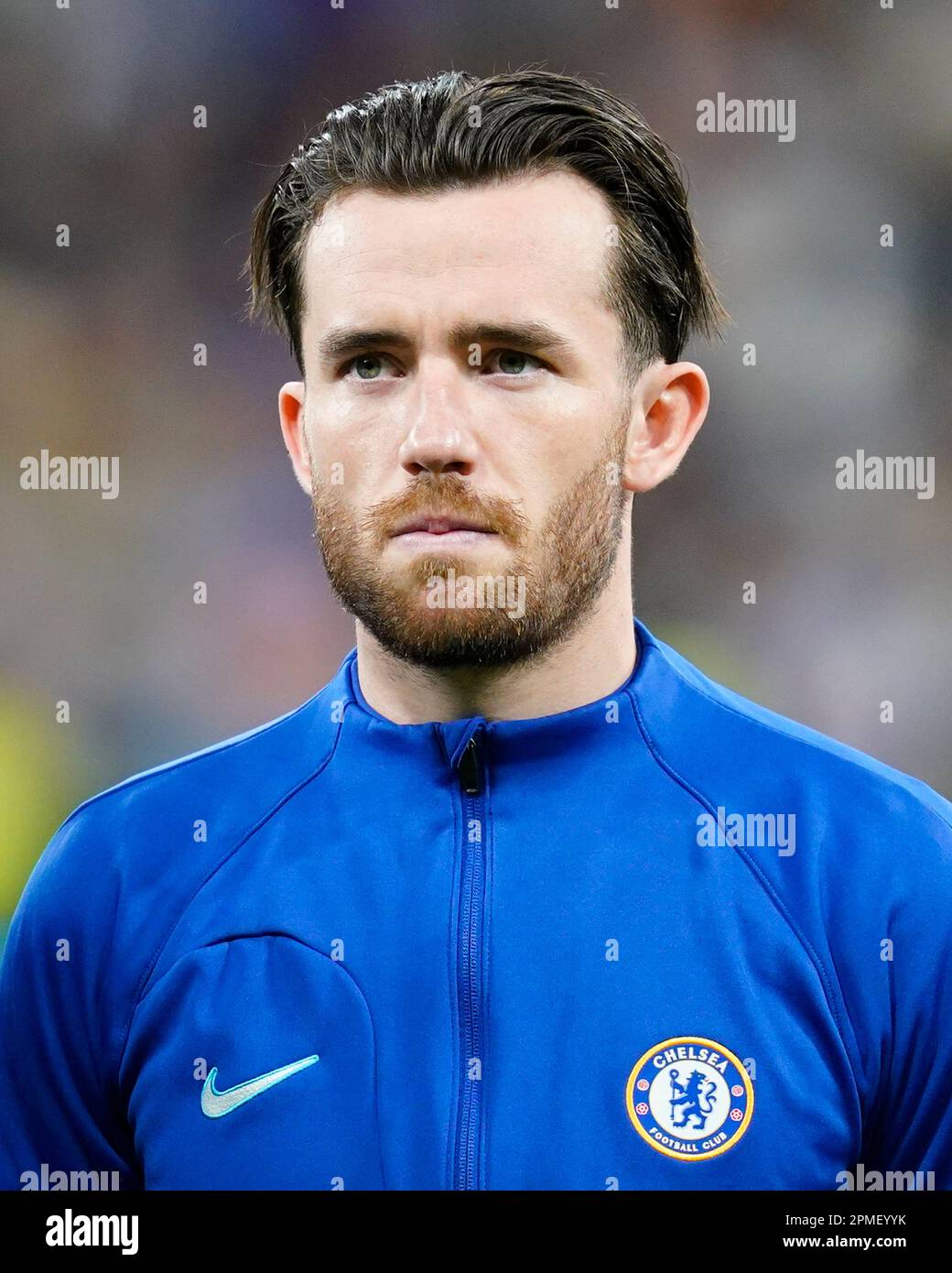 Madrid, Spain. 12/04/2023, Ben Chilwell of Chelsea FC during the UEFA ...