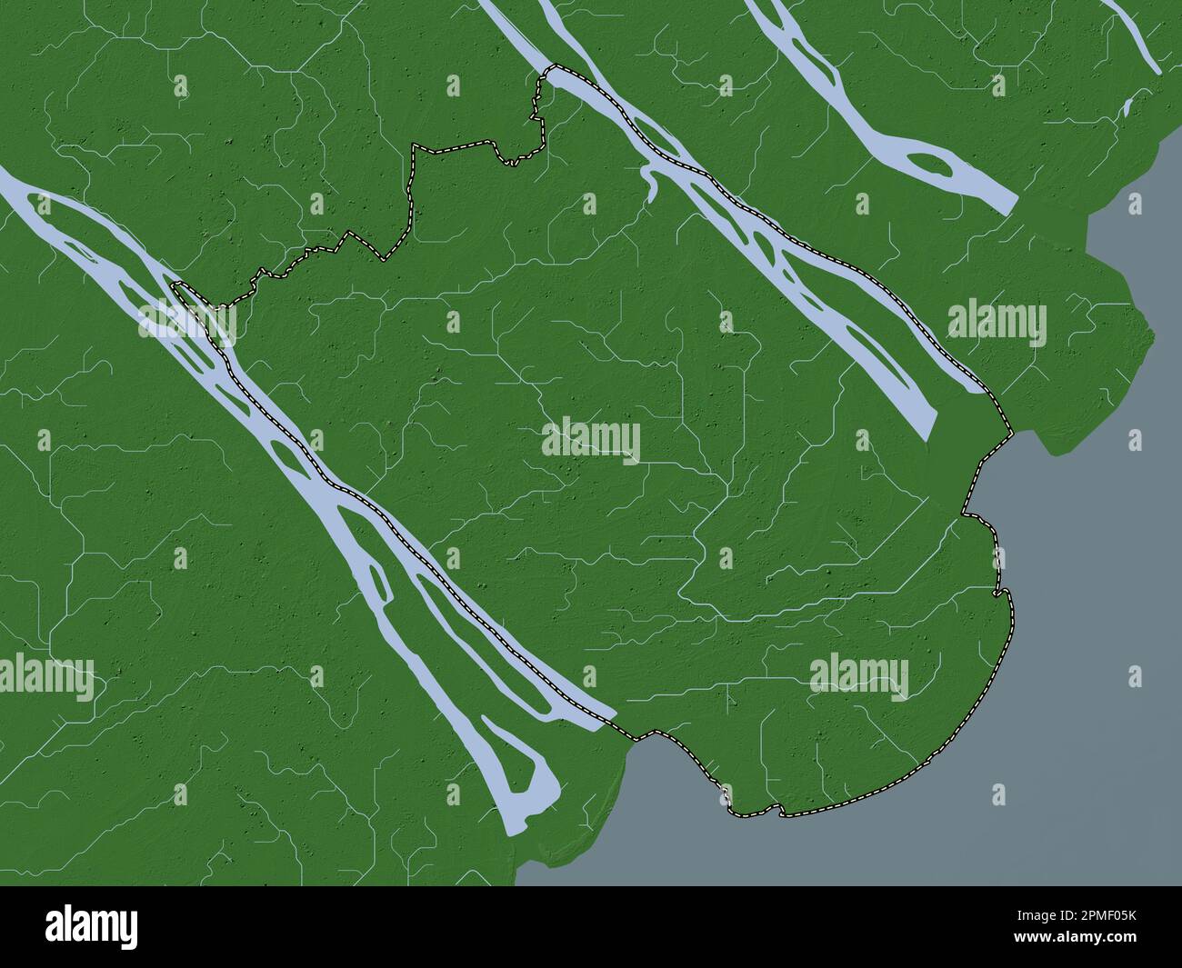 Tra Vinh, province of Vietnam. Elevation map colored in wiki style with ...