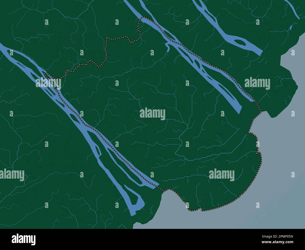 Tra Vinh, province of Vietnam. Colored elevation map with lakes and ...