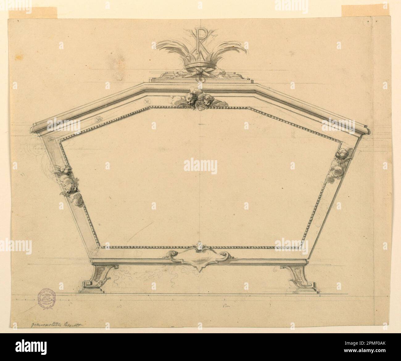Drawing, The Elevation of a Reliquary Shrine; Italy; black chalk, brush ...