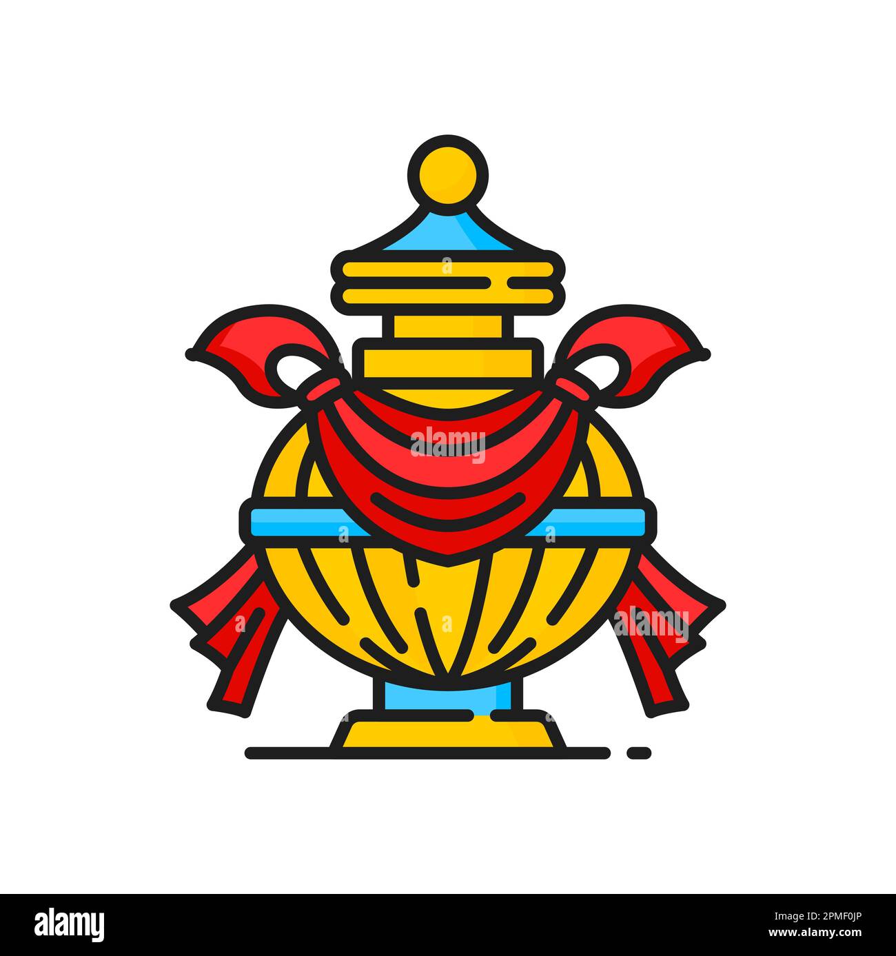 Treasure vase sign of wealth and abundance color outline buddhism ...
