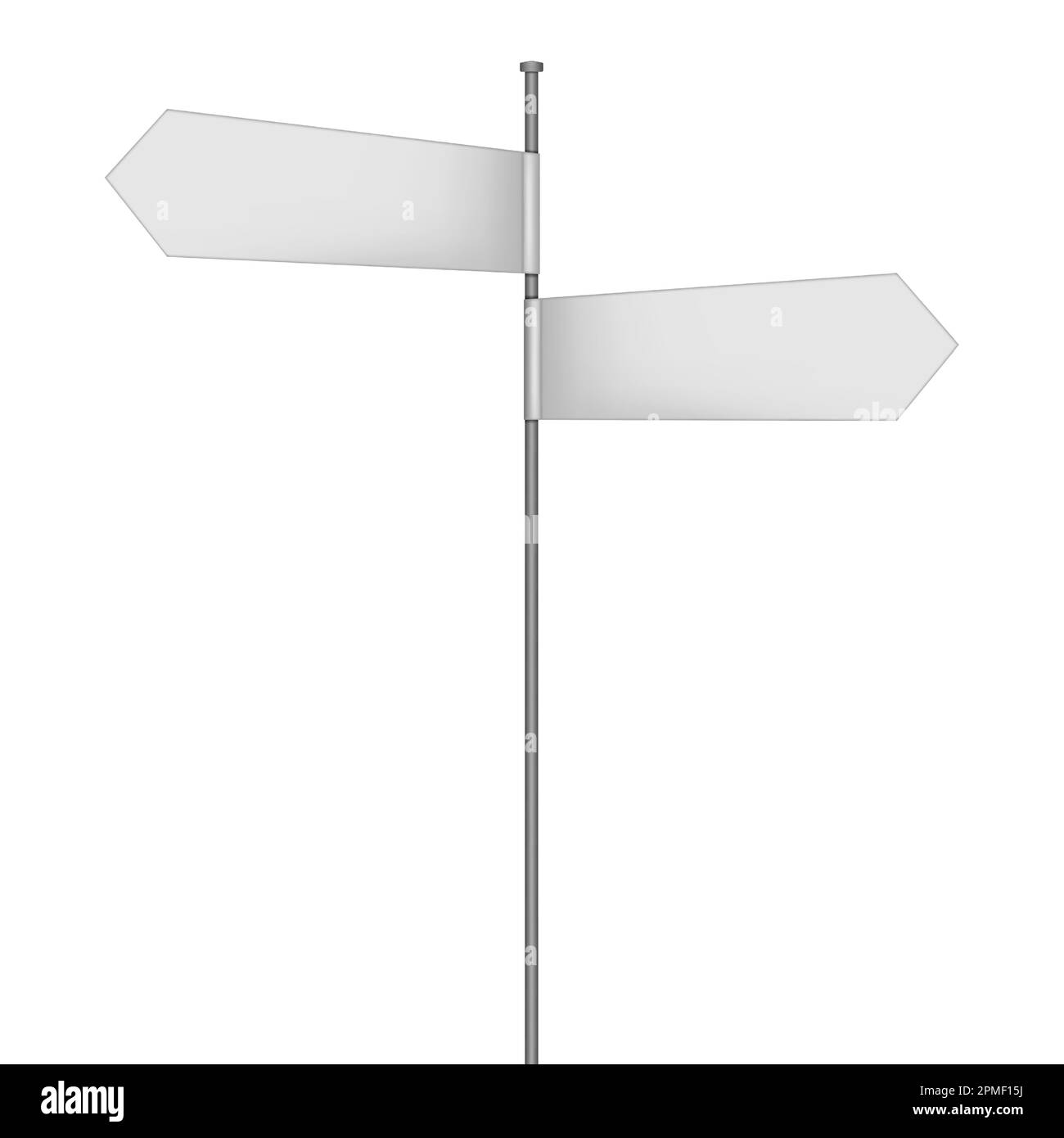 Signpost with two multidirectional white blank arrows. Vector mock-up ...