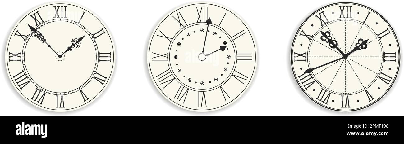 Vintage retro clocks with hands and face vector Stock Vector Image ...
