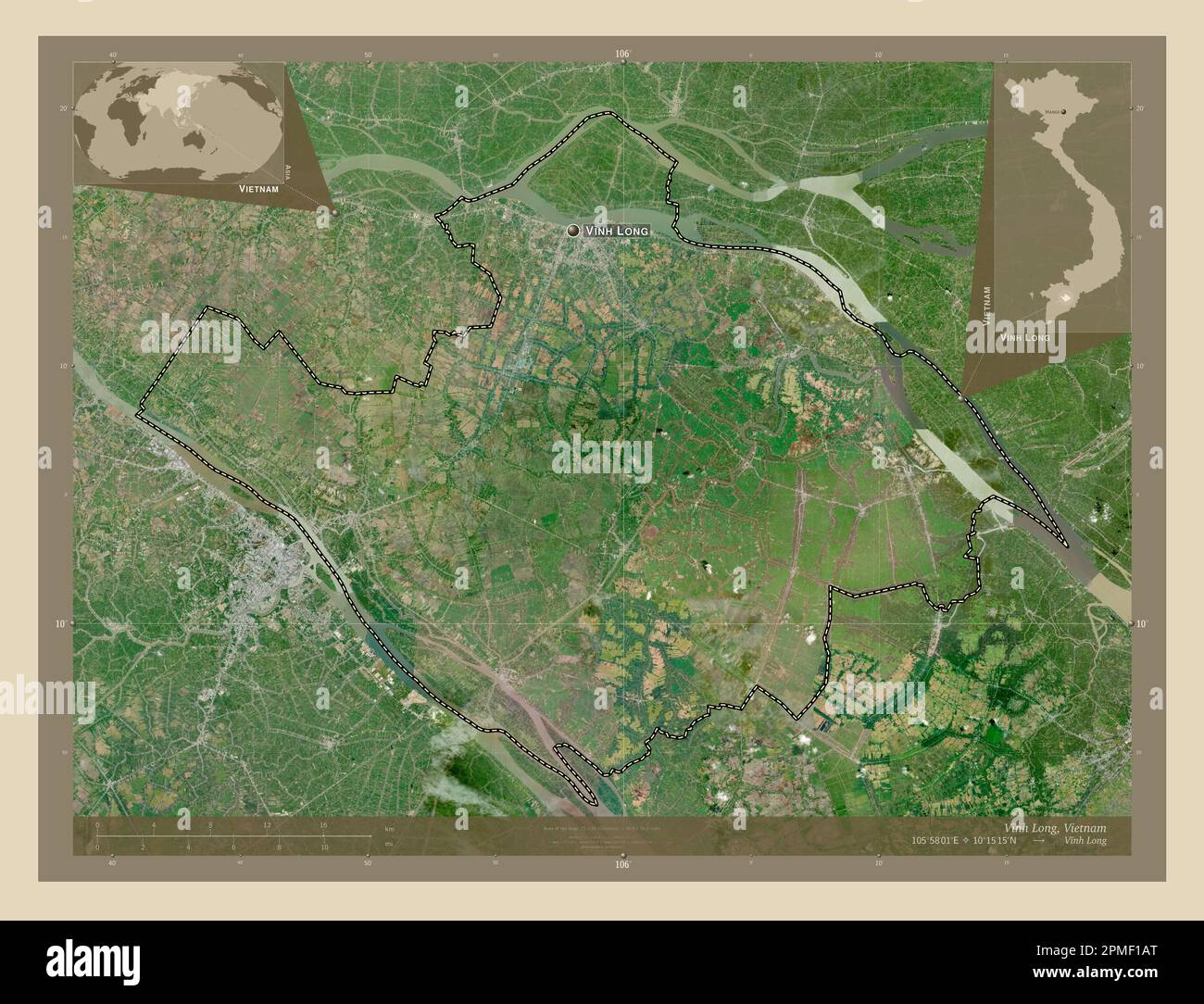 Vinh Long, province of Vietnam. High resolution satellite map ...