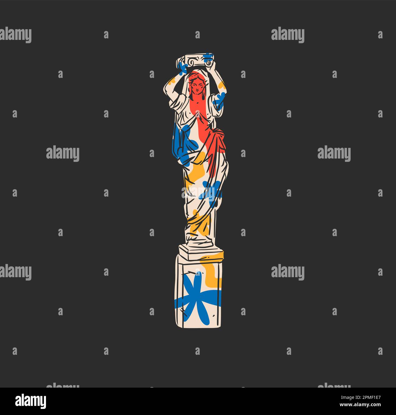 Hand drawn vector abstract outline,graphic,contemporary art greek ...