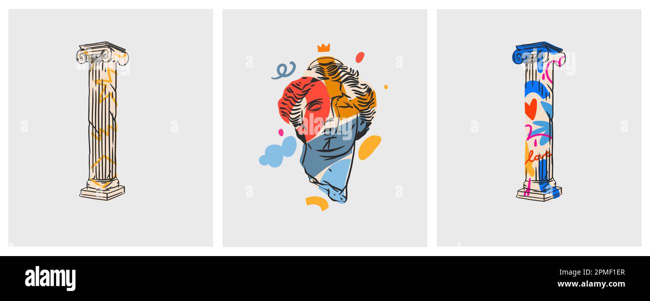 Hand drawn vector abstract outline,graphic,contemporary line greek ...