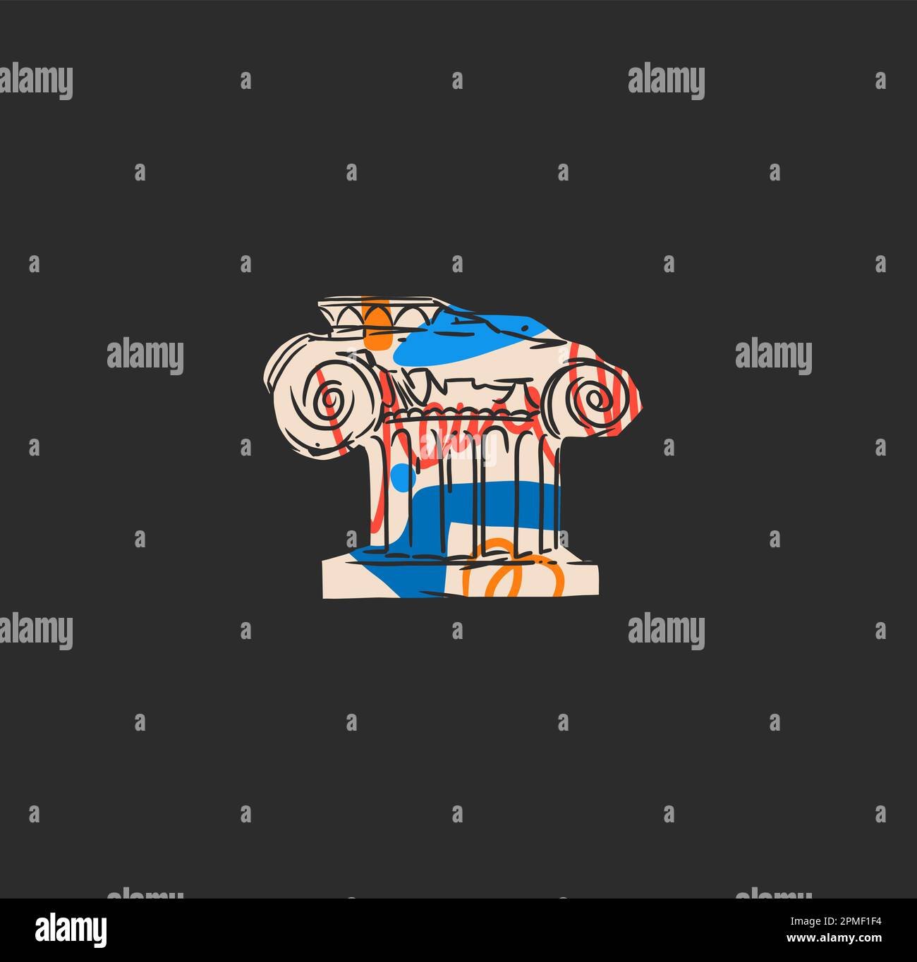 Hand drawn vector abstract outline,graphic,contemporary art greek ...