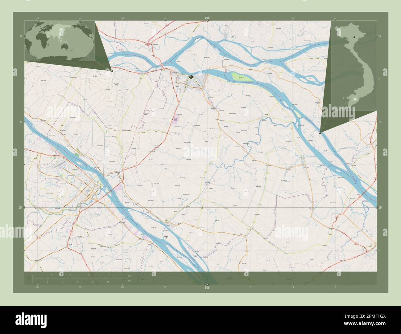 Vinh Long, province of Vietnam. Open Street Map. Locations of major ...